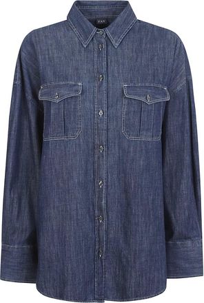 Fay Femme, Blouses et Chemises, Bleu, Taille: 36 FR Camicia Jeans