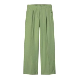Luisa Cerano Pantalon Coupe Large avec Taille &Eacute;lastique au Dos - Femme - Pantalons - Vert - Taille: 38 FR