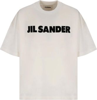 Jil Sander Homme, Tops, Blanc, Taille: XL Logo T-Shirt
