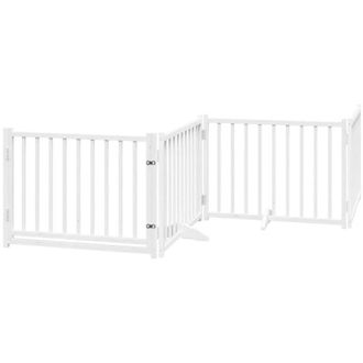 vidaXL 4-tlg. Hundetor mit Tür Faltbar Weiß 320 cm Massivholz Tanne vidaXL