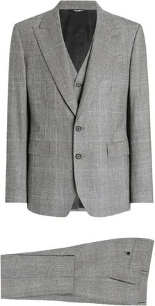 Dolce & Gabbana Homme, Costumes, Gris, Taille: XL Costume &agrave; simple boutonnage &agrave; carreaux Prince de Galles