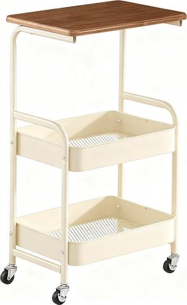 Generic Rollwagen-Organizer mit 3 Ebenen 7cm Erhöhtes Gitterkorb-Design Küchenregal Aus Kohlenstoffstahl Inklusive Tischplatte für Enge Stellen in Der Küche u