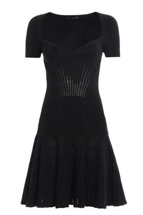 Alexander McQueen Black Wool Mini Dress Size S