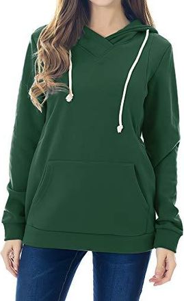 Smallshow Sweater à Capuche dallaitement Toison Maternité Pull Sweat-Shirt pour Allaitement Grass Green 2XL