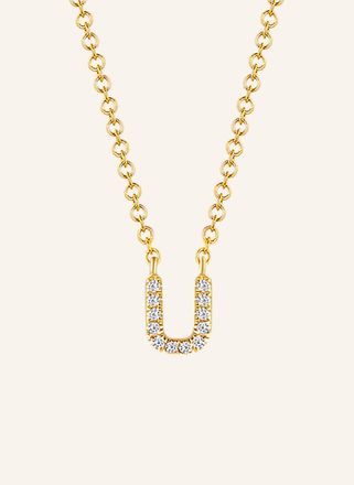 Leaf Initialien Halskette U Aus 14 Karat Gelbgold Mit Diamanten gold
