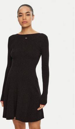 Tommy Jeans Strickkleid DW0DW19469 Schwarz Slim Fit