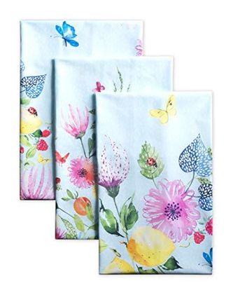 Maison d'Hermine Jardin DEte-Mint Lot de 3 torchons de Cuisine Multi-usages 100% Coton | Serviettes de Bar | Printemps/&Eacute;t&eacute; (50 cm x 70 cm)