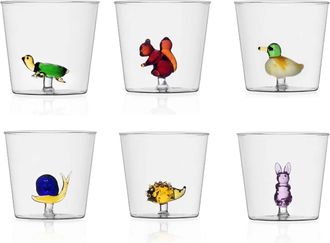 Ichendorf Ichendorf, Glas, Set mit 6 Wassergläsern verziert Tiere Animal Farm