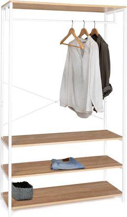 IDMarket Gro&szlig;er Kleiderschrank, 100 cm, Detroit Industriedesign, Holz und Metall, Wei&szlig;