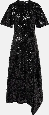 Ganni Maxikleid aus Samt mit Pailletten