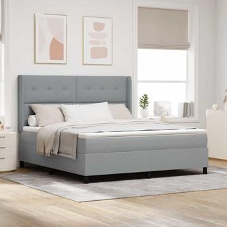 vidaXL Letto A Molle Con Materasso Grigio Chiaro 180 X 200 Cm Tessuto Vidaxl