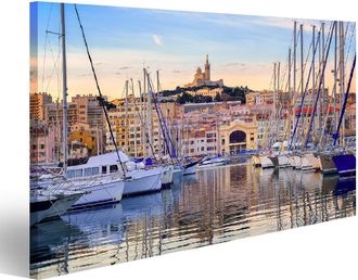 Islandburner Bild auf Leinwand Yachten Im Wasser Des Alten Vieux Port Von Marseille Unter Der Kathedrale Von No Bilder Wandbilder Poster