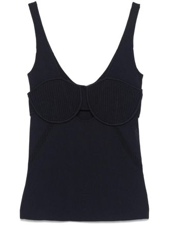 Patrizia Pepe haut-bustier à design nervuré - Bleu