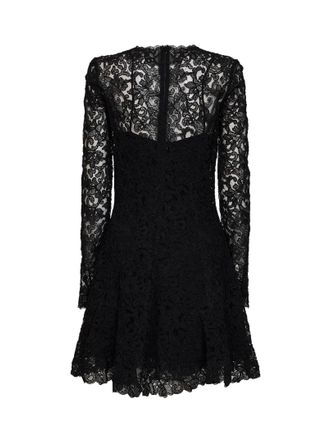 Ermanno Scervino Womens Flared Mini Dress Rebrod&eacute; Lace Black Polyester