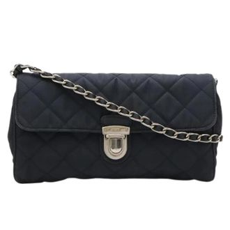 Prada Pre-owned Stoff Leder 2way Umh&auml;ngetasche - - Pre-owned - Damen - Blau - ONE SIZE