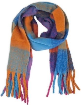 styleBREAKER Écharpe en tissu pour femme à motif à carreaux | Longue écharpe avec glands épais et longs | Écharpe tricotée dhiver douce en matière chaude type étol