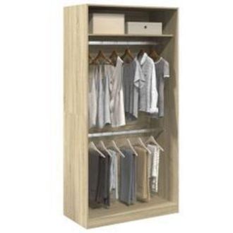 Les Tendances Armoire dressing 2 penderies 1 &eacute;tag&egrave;re 100cm - Collection Laker-Ch&ecirc;ne clair