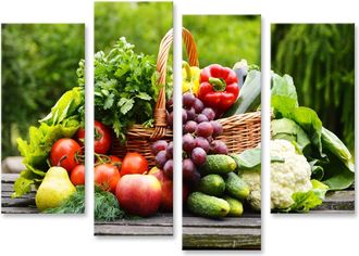 Islandburner Bild auf Leinwand Frisches Bio Gemüse Im Weidenkorb Küchenbild Bilder Wandbilder Poster