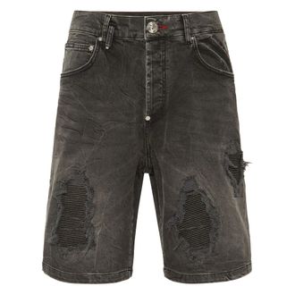 Philipp Plein Homme, Shorts, Gris, Taille: W32 Formentera Distressed Denim Shorts