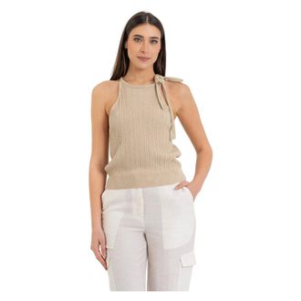 Kocca Femme, Tops, Beige, Taille: 38 FR Ribbed Sleeveless Top