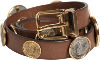 Dolce & Gabbana Luxuri&ouml;ser Leder-M&uuml;nzg&uuml;rtel - - Accessories - Herren - Braun - ONE SIZE