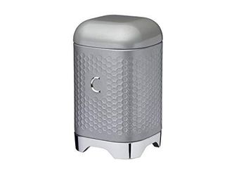 KitchenCraft LOVELLO KitchenCraft - Boîte à Café en INOX, Couvercle Refermable, Effet Relief, Collection, 11 x 19 cm - Gris