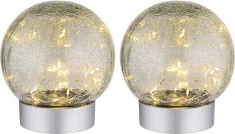 Globo Lighting Tischlampe LED Tischleuchte Wohnzimmerlampe Bruchglas Schlafzimmerleuchte Nachttischlampe Dekolampe, warmwei&szlig;, DxH 12 x 13,5 cm, 2er Set