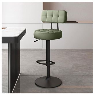 Generic H&ouml;henverstellbarer Drehhocker mit R&uuml;ckenlehne, K&uuml;chenstuhl Aus Pu-Kunstleder f&uuml;r K&uuml;chentheke, Essbereich, 60-80 cm