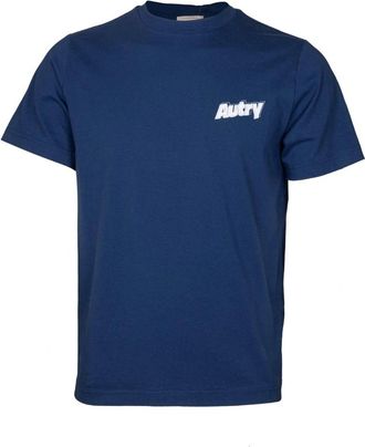 Autry Homme, Tops, Bleu, Taille: S T-shirt ras du cou en coton