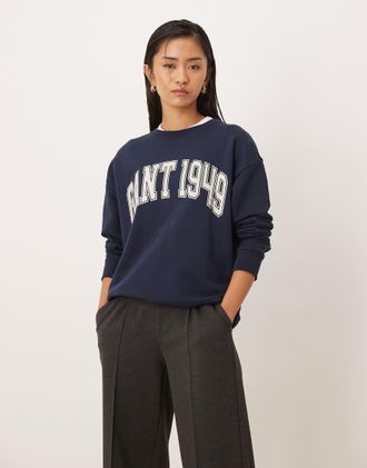GANT Sweatshirt in Hellblau mit College-Grafik