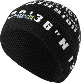 Camp David Herren Rippstrickm&uuml;tze mit Logo Print und Patch Black, None