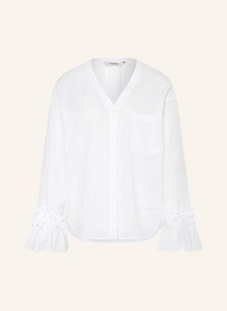 Max Mara Bluse Astro Mit R&uuml;schen weiss