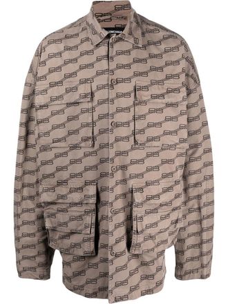 Balenciaga chemise cargo BB Monogram - Marron