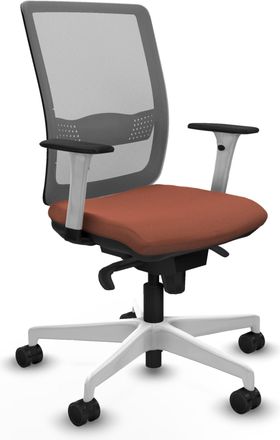 Piqueras y Crespo B&uuml;rostuhl mit wei&szlig;en und schwarzen Armlehnen, h&ouml;henverstellbare Lendenwirbelst&uuml;tze, mit 5 Positionen und injiziertem Schaumstoff, Grau/Braun