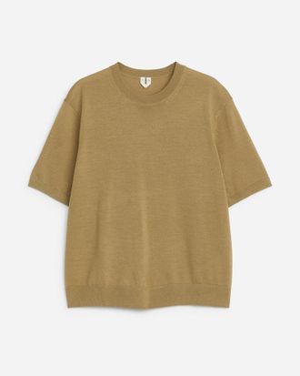 Arket Gestricktes T-Shirt Aus Merinowolle -Beige