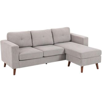 HOMCOM Canap&eacute; dangle - HOMCOM - 3 places - m&eacute;ridienne r&eacute;versible - cadre en acier - tissu en velours c&ocirc;tel&eacute; - 192x137x84cm - gris clair
