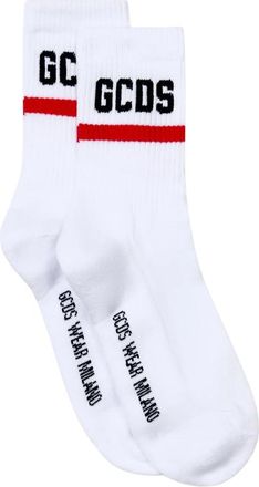GCDS Gerippte Frottee-Baumwollsocken - - Underwear - Herren - Wei&szlig; - M