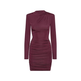 Rotate Draped Long-sleeve Mini Dress