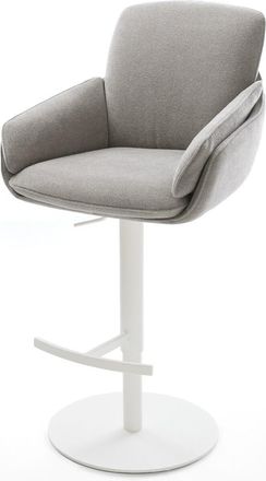 DELIFE Barstuhl Luan-Flex Strukturstoff Soft Grau Drehfu&szlig; h&ouml;henverstellbar Metall Wei&szlig;, Barst&uuml;hle