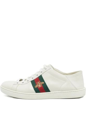 Gucci baskets &agrave; d&eacute;tails ray&eacute;s - Blanc