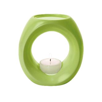 Primavera Aroma Duftlampe Fr&uuml;hlingsgr&uuml;n gl&auml;nzend - Aromadiffuser, Duftkerze, Raumduft - Keramik, handgefertigt - f&uuml;r 100% naturreine &auml;therische &Ouml;le - Aromathera