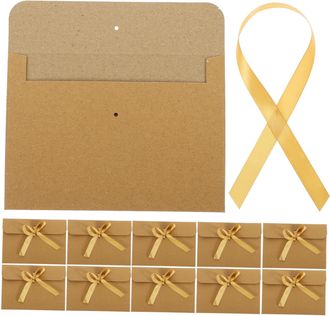 SOLUSTRE 50 Stück Kraftpapier Umschläge mit Schleifenverschluss Vintage Kartenumschläge für Einladungen Gutscheine und Grußkarten Vielseitige Geschenkverpackun