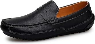 Generic Mocassins for Hommes &agrave; Bout carr&eacute; en Cuir PU Penny Mocassins antid&eacute;rapants l&eacute;gers Flexibles Classiques &agrave; Enfiler(Noir,46 EU)