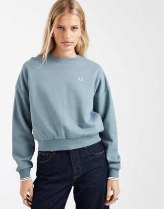 Fred Perry Sweatshirt in Blau mit Zierstreifen