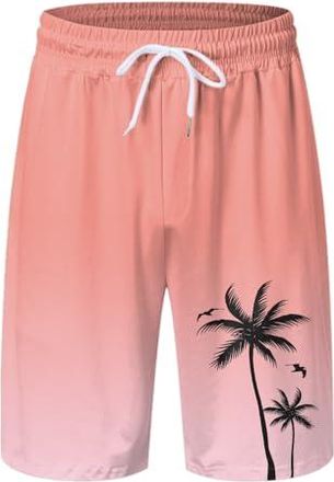 Generic Maillot de bain pour homme avec doublure en maille, short de plage et poches, Rose, XXL