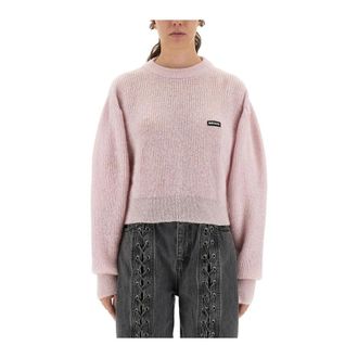 Rotate Strickpullover mit Rundhalsausschnitt und Puff&auml;rmeln - - Knitwear - Damen - Rosa - M