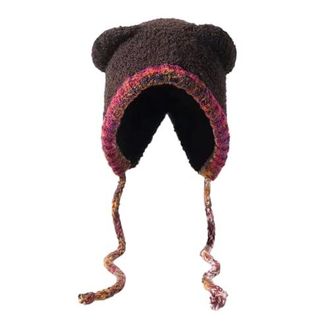 Generic M&uuml;Tze - Oreilles dhiver chaudes pour femme - Avec cache-oreilles - Color&eacute; - Pour femme - Doux et moelleux, Caf&eacute; (01), taille unique