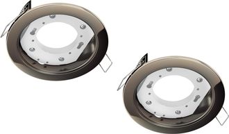 LEDs Com 2 Stück Deckeneinbauleuchte ZOBE, chrom-schwarz glänzend, rund, 107mm Ø, 1x GX53 max. 25W