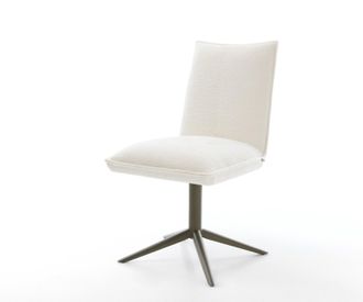 DELIFE Drehstuhl Lelio-Flex Boucl&eacute; Soft Beige Fu&szlig;kreuz Effektfinish Titan 360&deg; drehbar Wippfunktion Taschenfederkern, Esszimmerst&uuml;hle
