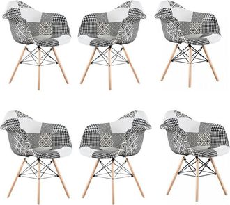 Life Interiors Set aus 1/2/4/6 Chrono Patchwork Eiffel Esszimmerstuhl - 6er-Set - Mehrfarbig - Multi